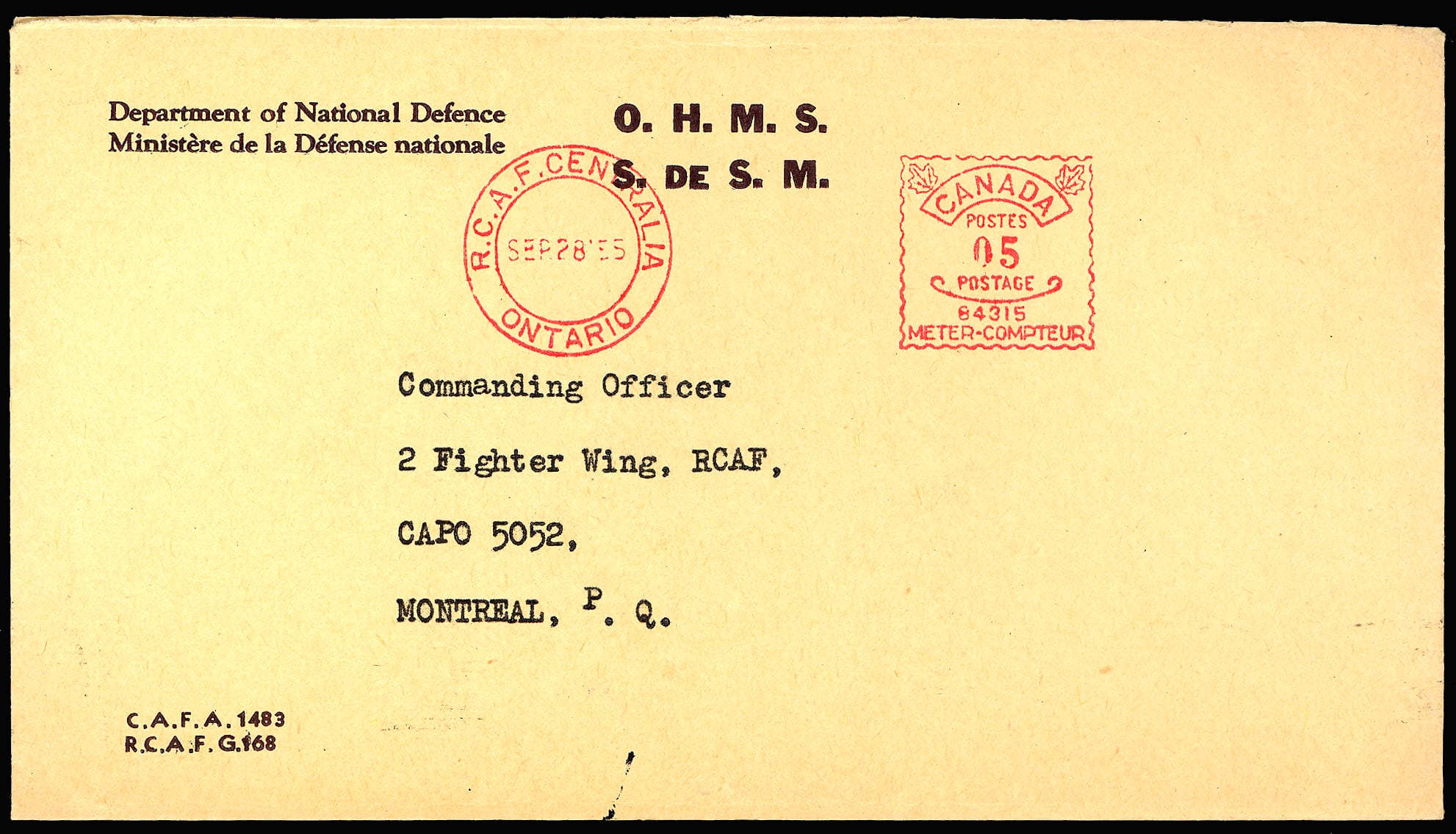 1955 RCAF Centralia meter, OHMS to CAPO 5052. - Longley Auctions