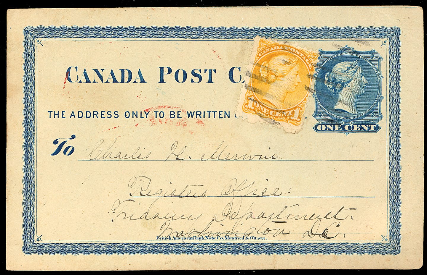1874 2c postcard rate to USA. - Longley Auctions