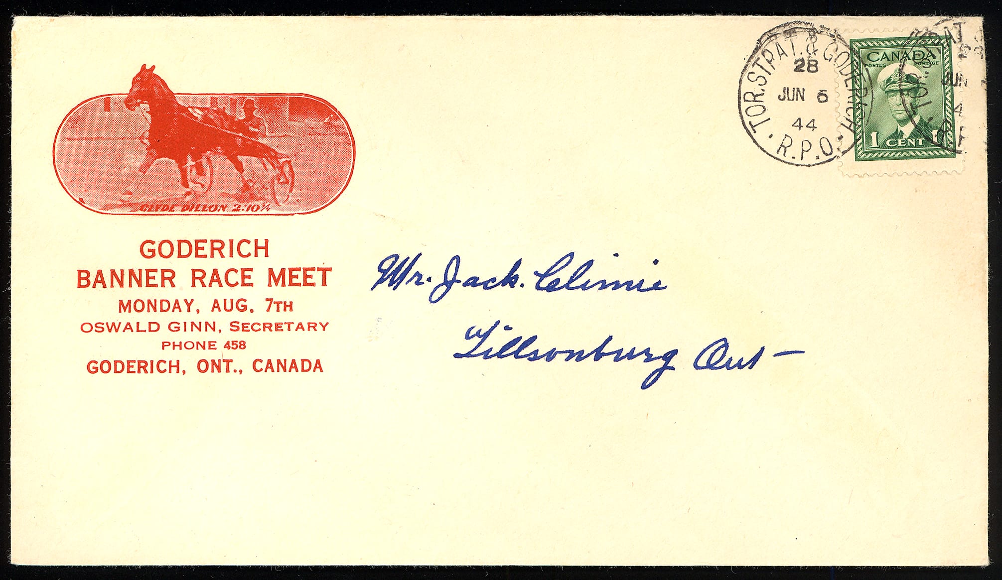 1944 Goderich banner race meet, horses, RPO. - Longley Auctions