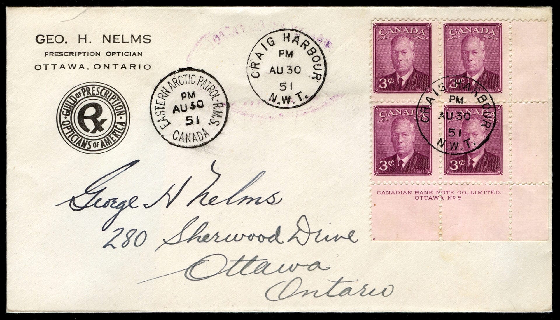1951 Eastern Arctic Patrol RMS Canada Craig Harbour, NWT to Ottawa ...